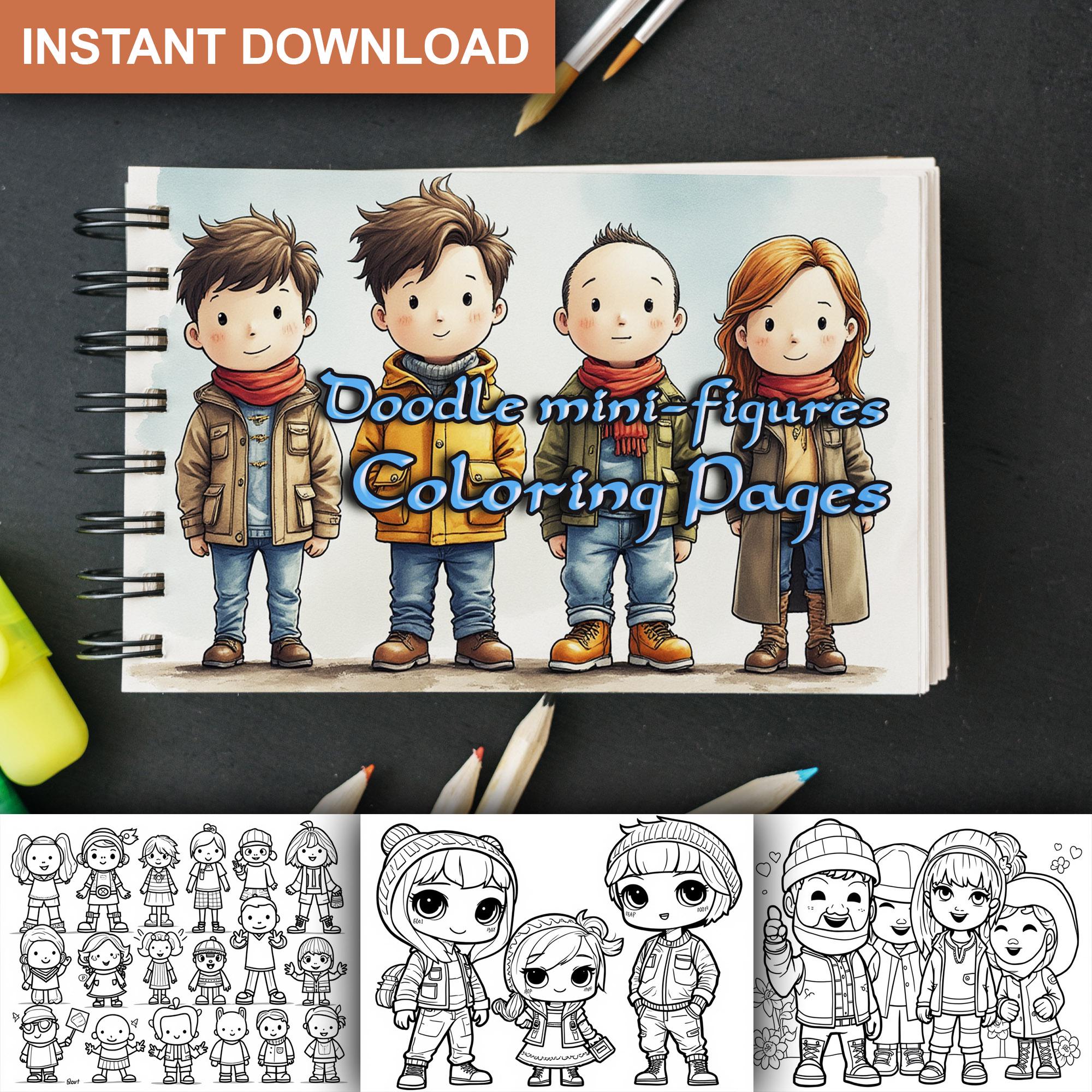 40 Detailed Doodle Mini-figures Coloring Pages | Instant Download ...