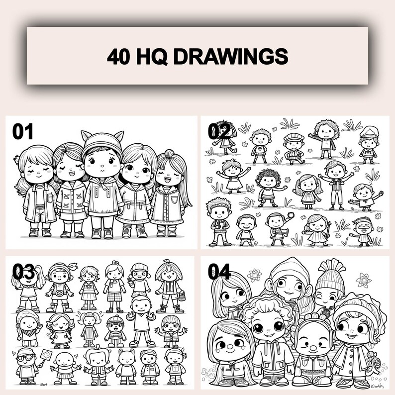 40 Detailed Doodle Mini-figures Coloring Pages | Instant Download ...