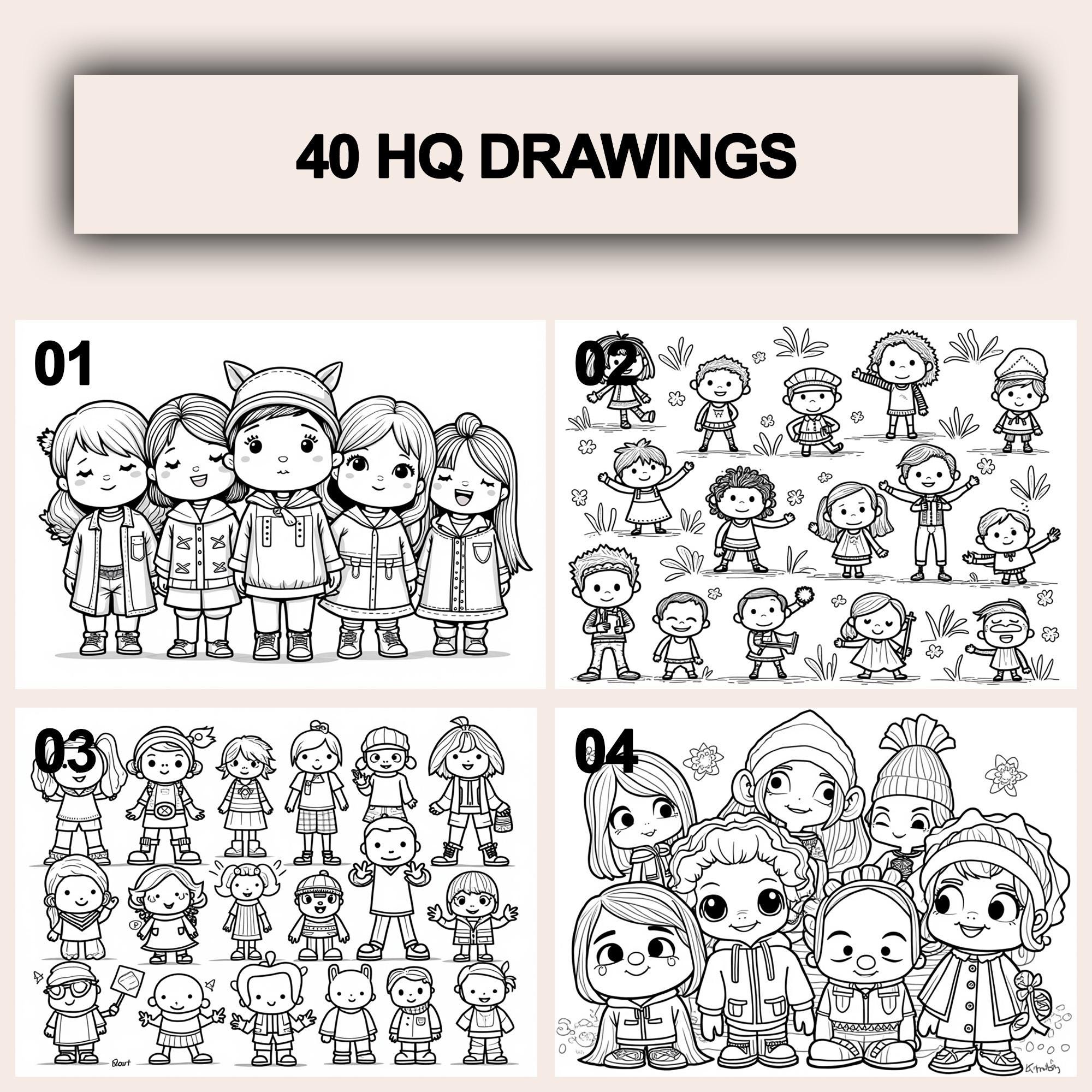 40 Detailed Doodle Mini-figures Coloring Pages | Instant Download ...