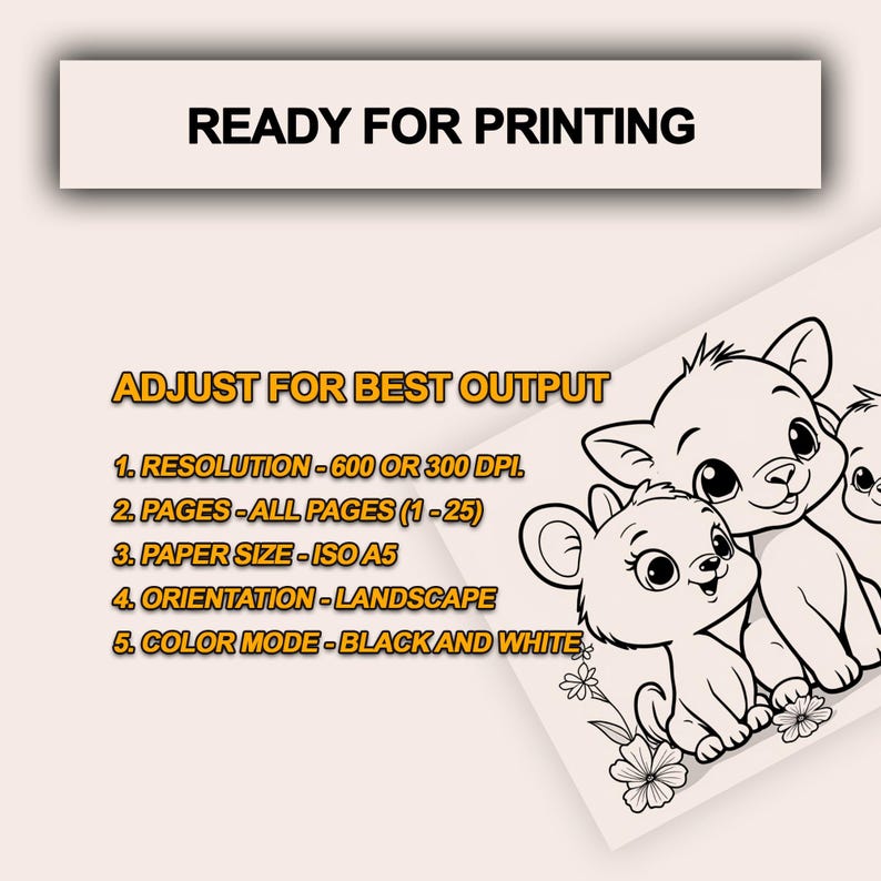 25 Cute Creatures Coloring Pages Instant Download Ready to Print PDF - Etsy