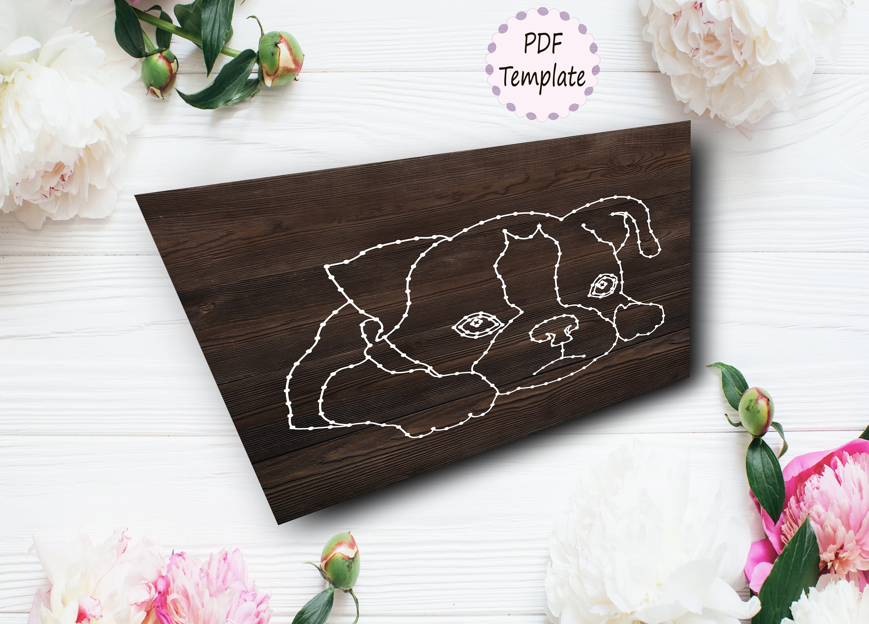 String Art Template Dog Pattern Dog Pets String Art Decor | Etsy