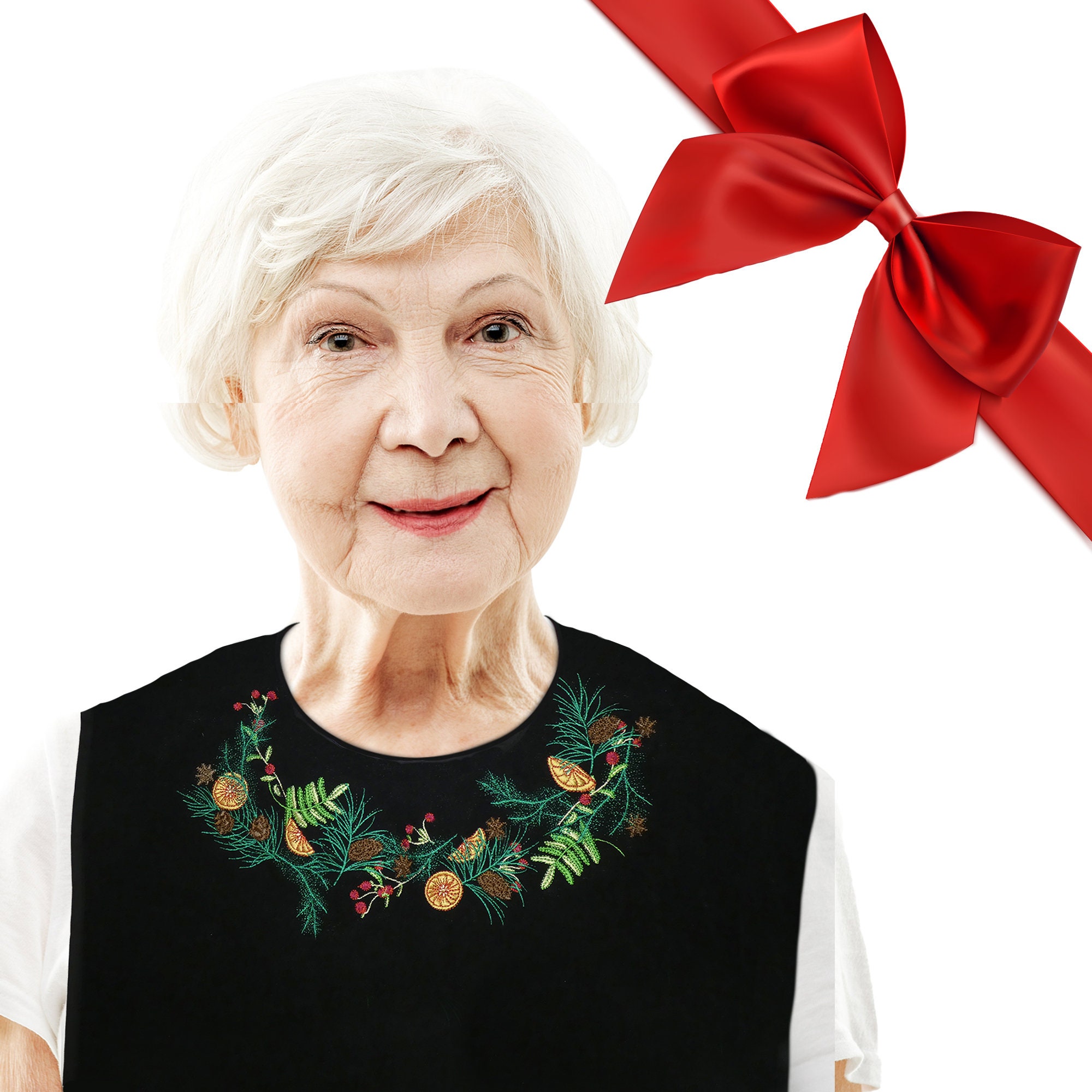 Classy Pal Adult Bib for Women With Embroidered Design Waterproof ...