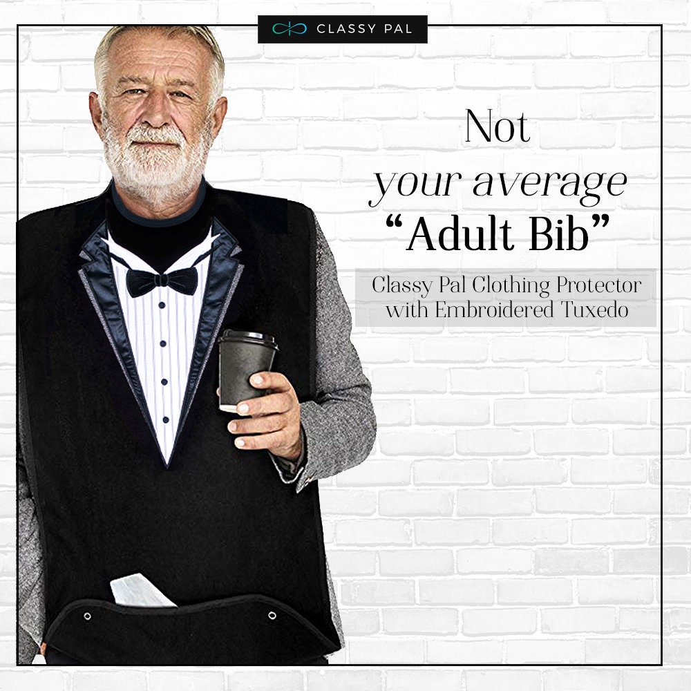 Classy Pal Adult Bib for Men With Embroidered Design Waterproof ...
