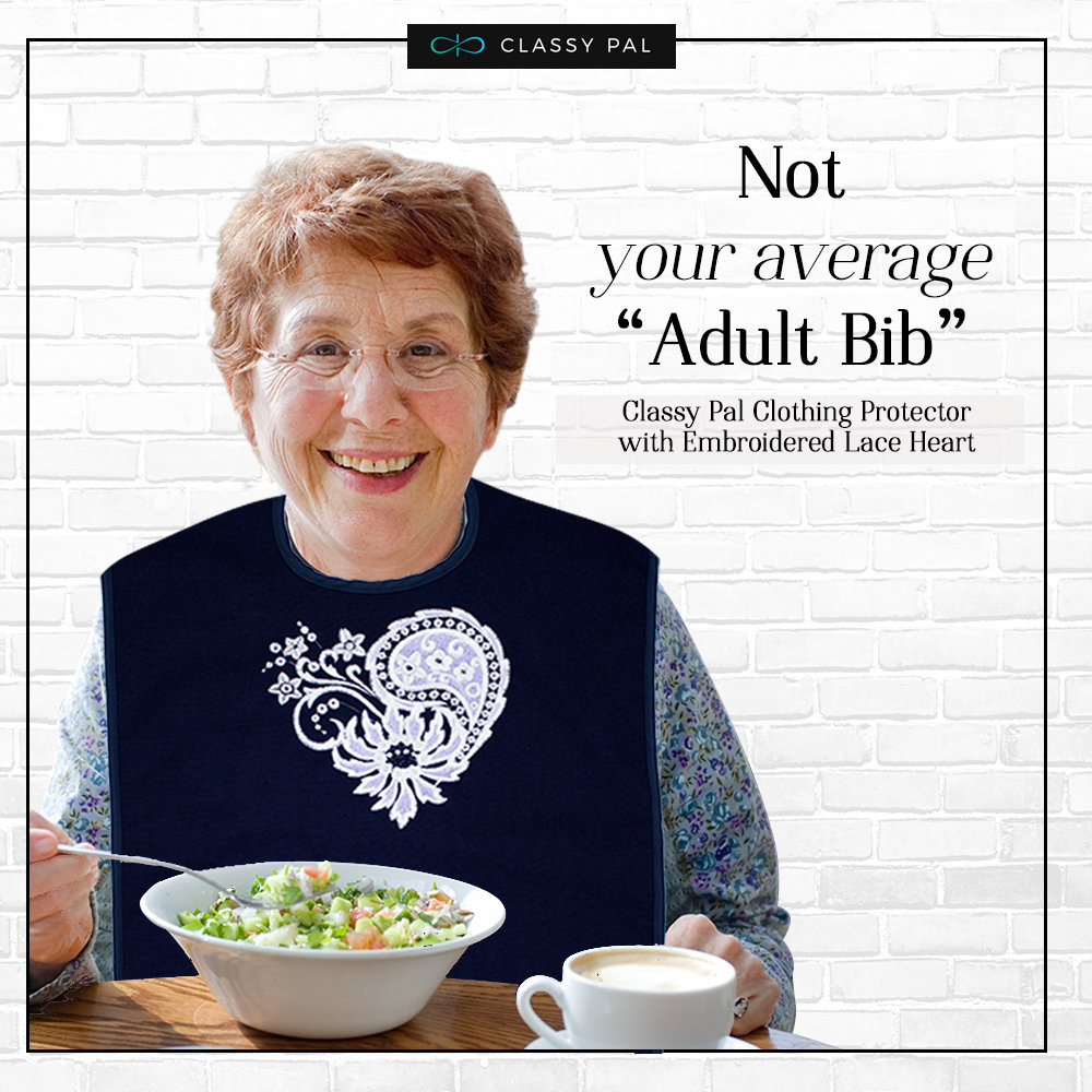 Classy Pal Adult Bib for Women With Embroidered Design Waterproof ...