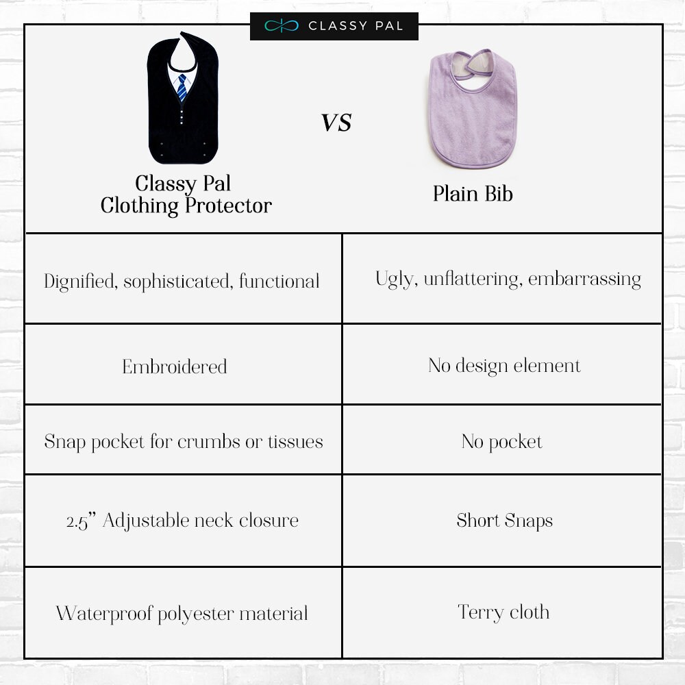 Classy Pal Adult Bib for Men With Embroidered Design. Waterproof ...