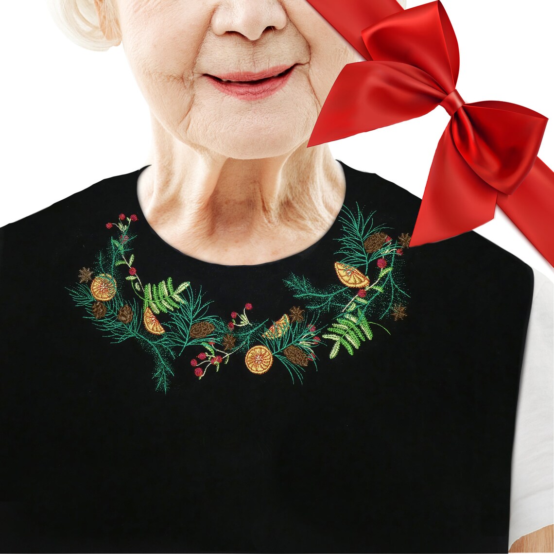 Classy Pal Adult Bib for Women With Embroidered Design Waterproof ...