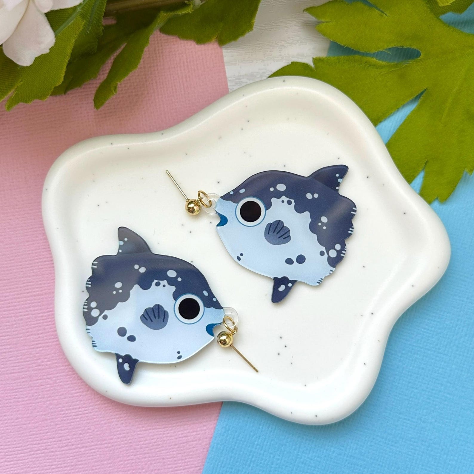 Mola Sunfish Acrylic Earrings - Etsy