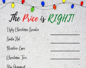 Christmas Price is Right Game, Printable Christmas Party Game, Family ...