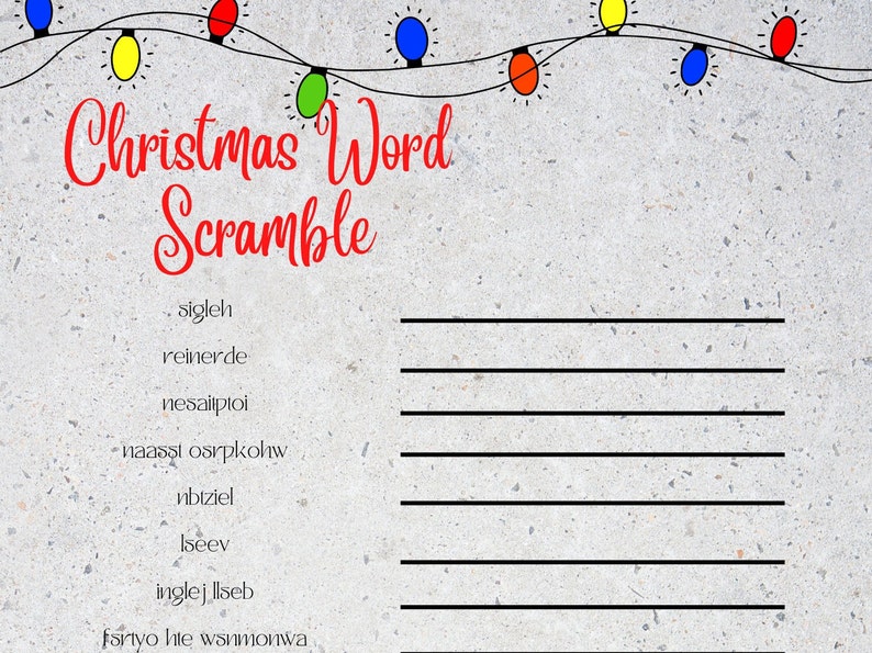 Christmas Word Scramble - Etsy