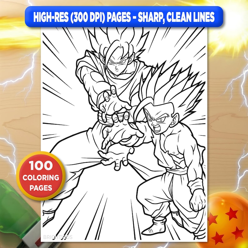 Dragon Ball Z Coloring Book: 100 DBZ Pages, A4 PDF, Instant Download - Etsy