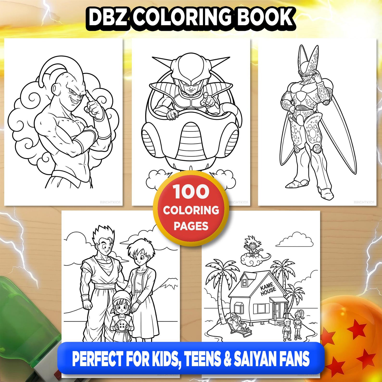 Dragon Ball Z Coloring Book: 100 DBZ Pages, A4 PDF, Instant Download - Etsy