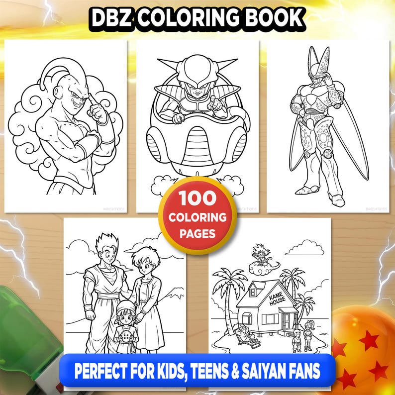 Dragon Ball Z Coloring Book: 100 DBZ Pages, A4 PDF, Instant Download - Etsy