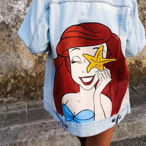 ARIEL LITTLE MERMAID Hand Painted Denim Jacket - Etsy