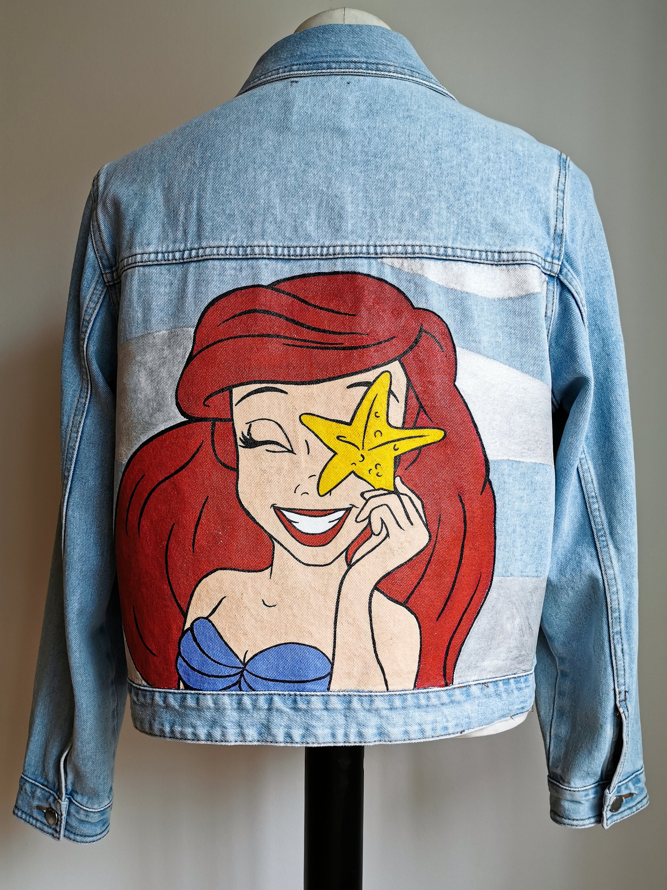 ARIEL LITTLE MERMAID Hand Painted Denim Jacket | Etsy