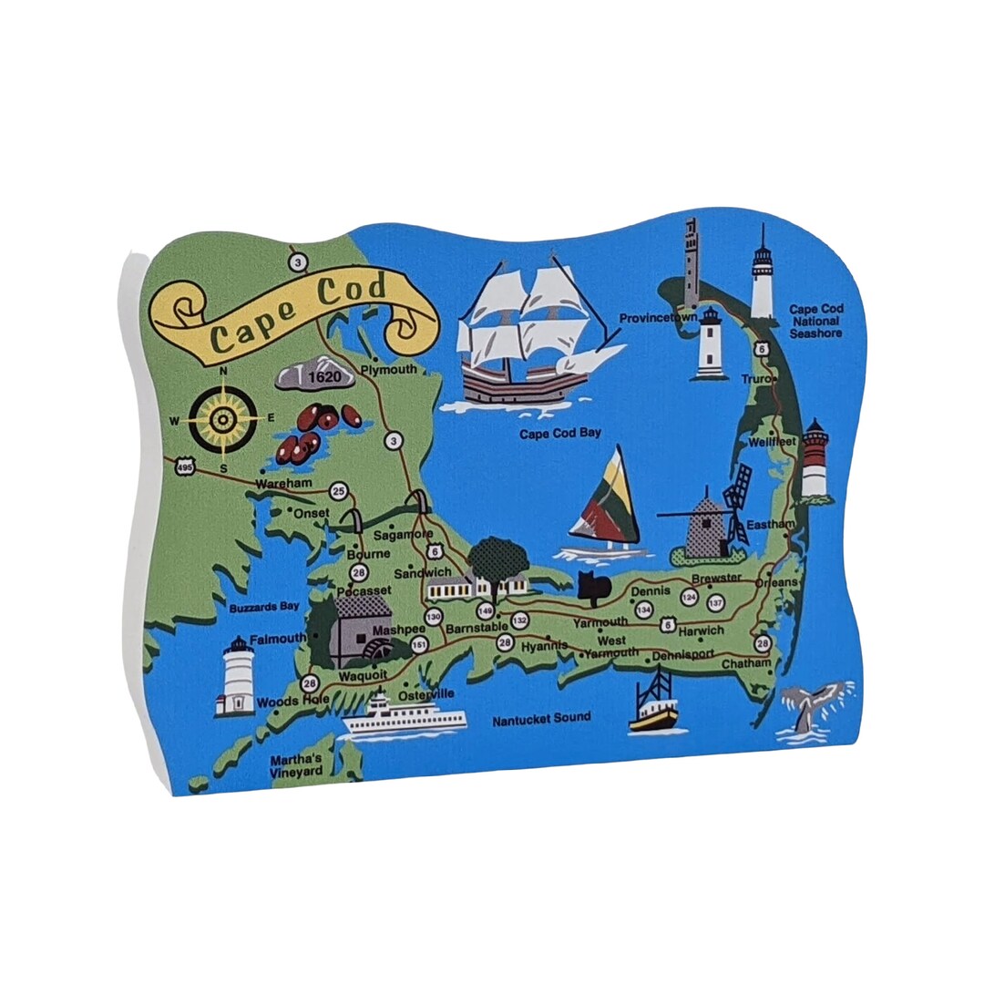 Cape Cod Wooden Map MA , Cats Meow of Cape Cod, Massachusetts, National ...