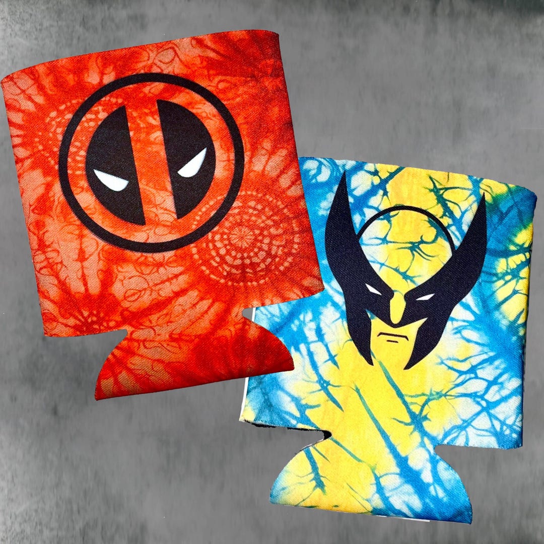 Deadpool and Wolverine Set of 2 Tie-dye Beer Sleeves . Comics, Marvel ...