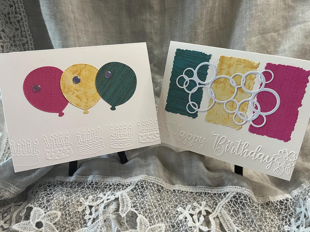 HAPPY BIRTHDAY Blank Cards, 2, Balloons, Birthday Cake, Bubbles ...