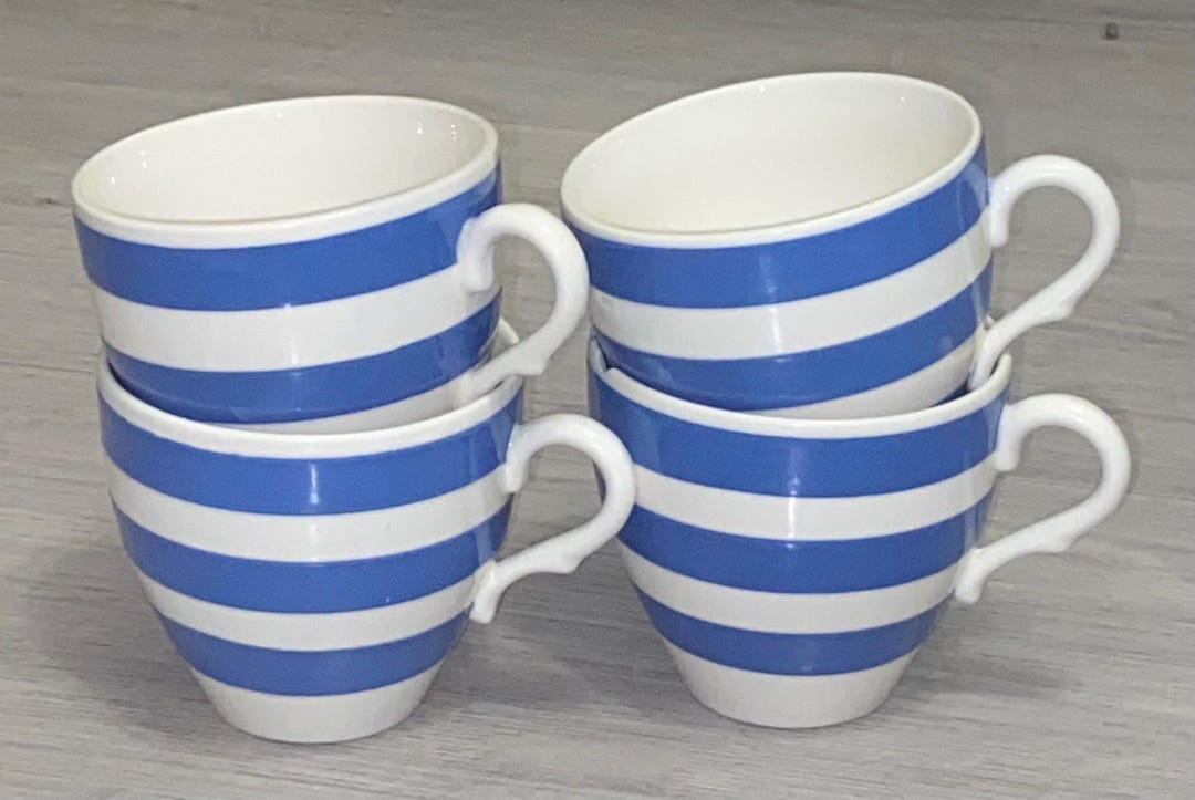 4 Blue and White Cornishware Cups - Etsy