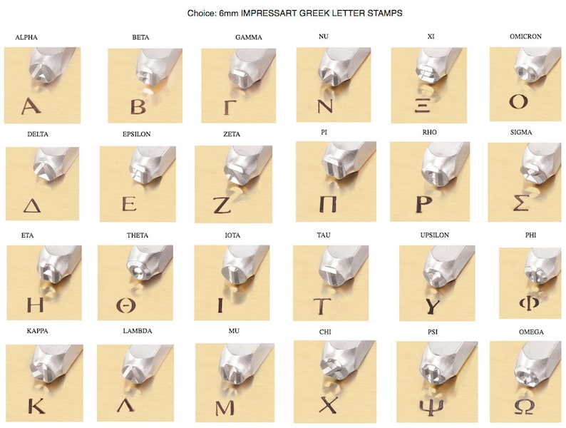 Impressart GREEK LETTERS Alpha Beta Gamma Delta Epsilon Zeta Eta Theta ...
