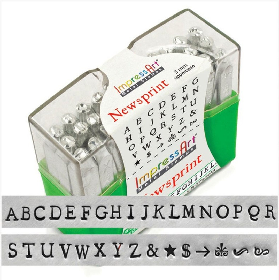 Impressart 3mm NEWSPRINT / TYPEWRITER Font Upper Case Metal Letter Set ...