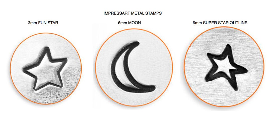 Impressart MOON and STARS Stamps Fun Star, Star Outline Metal Stamps ...