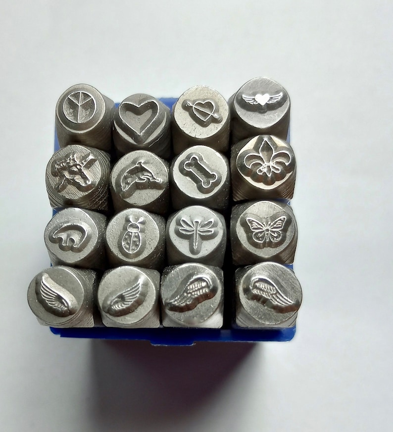 6mm Metal Design Stamps Peace, Bird Wings, Angel Wings Zuni Bear, Fleur ...