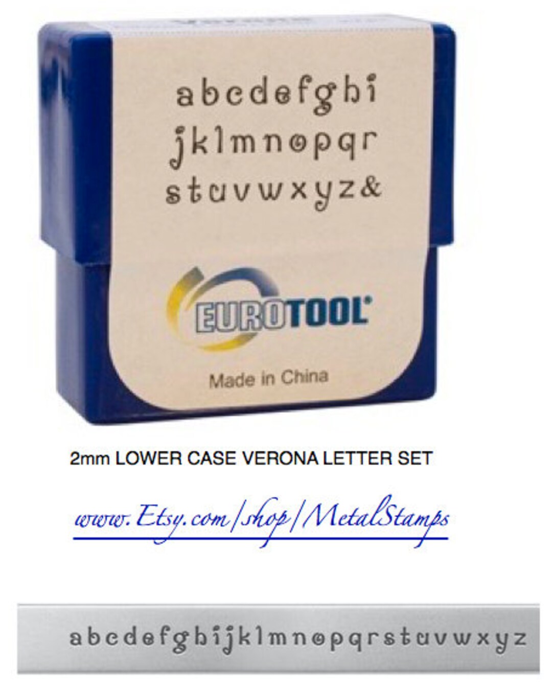 2mm VERONA LOWER Case, Eurotool Letter Set, 2mm Metal Letter Sets ...