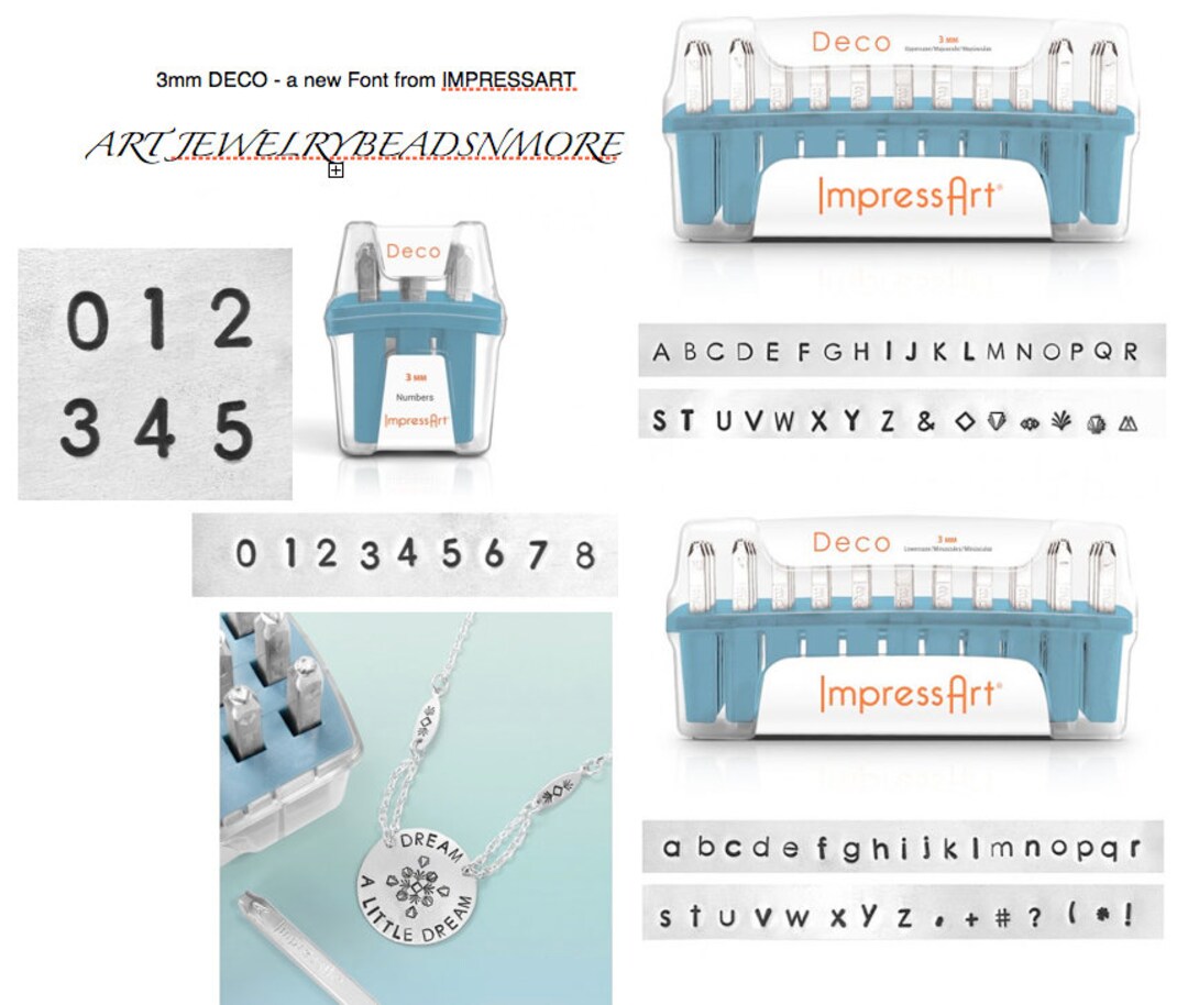 Impressart 3mm DECO UPPER/LOWER and Numbers, Metal Letter Set, Metal ...