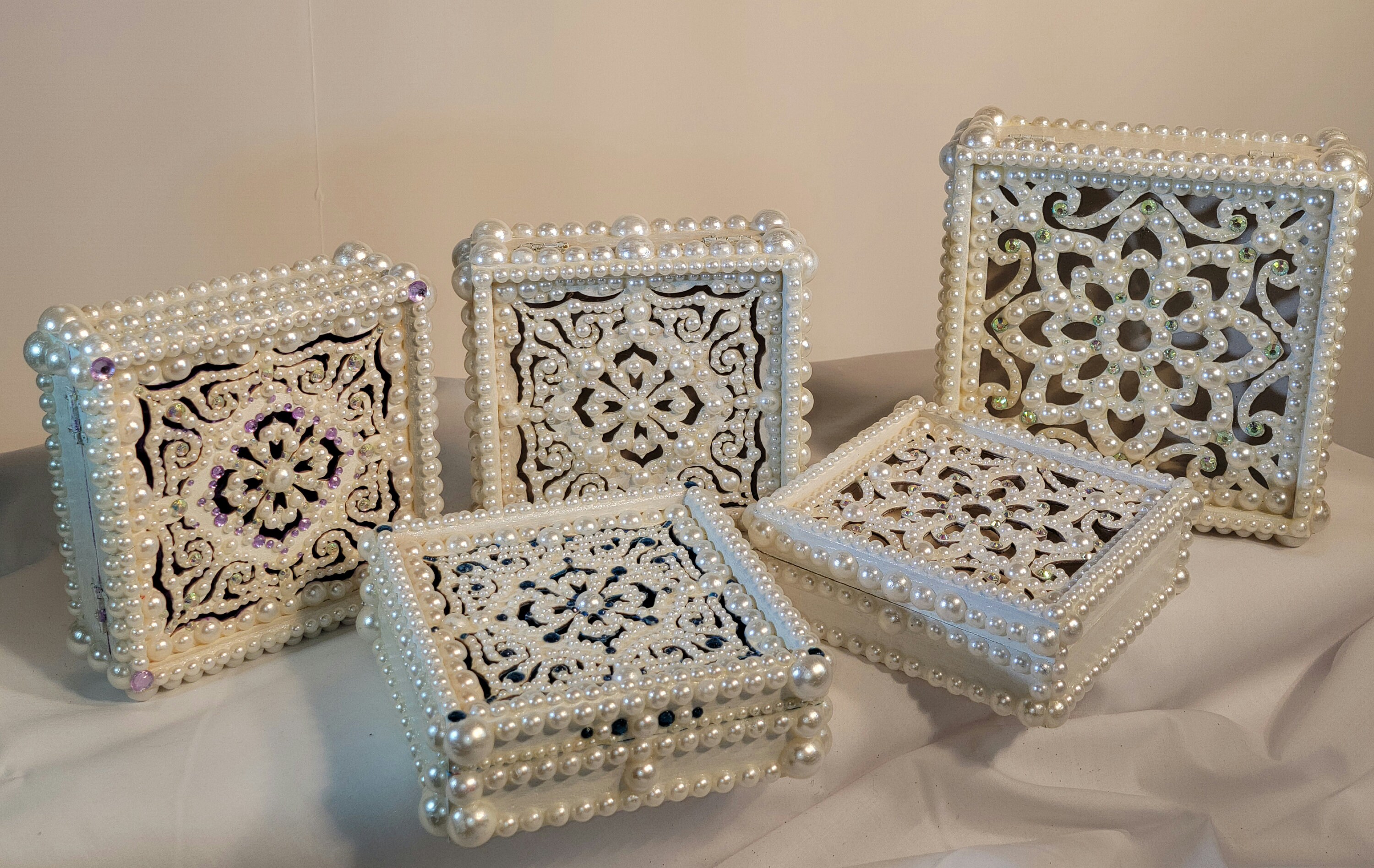 White Pearl Cutout Beaded Boxes | Etsy