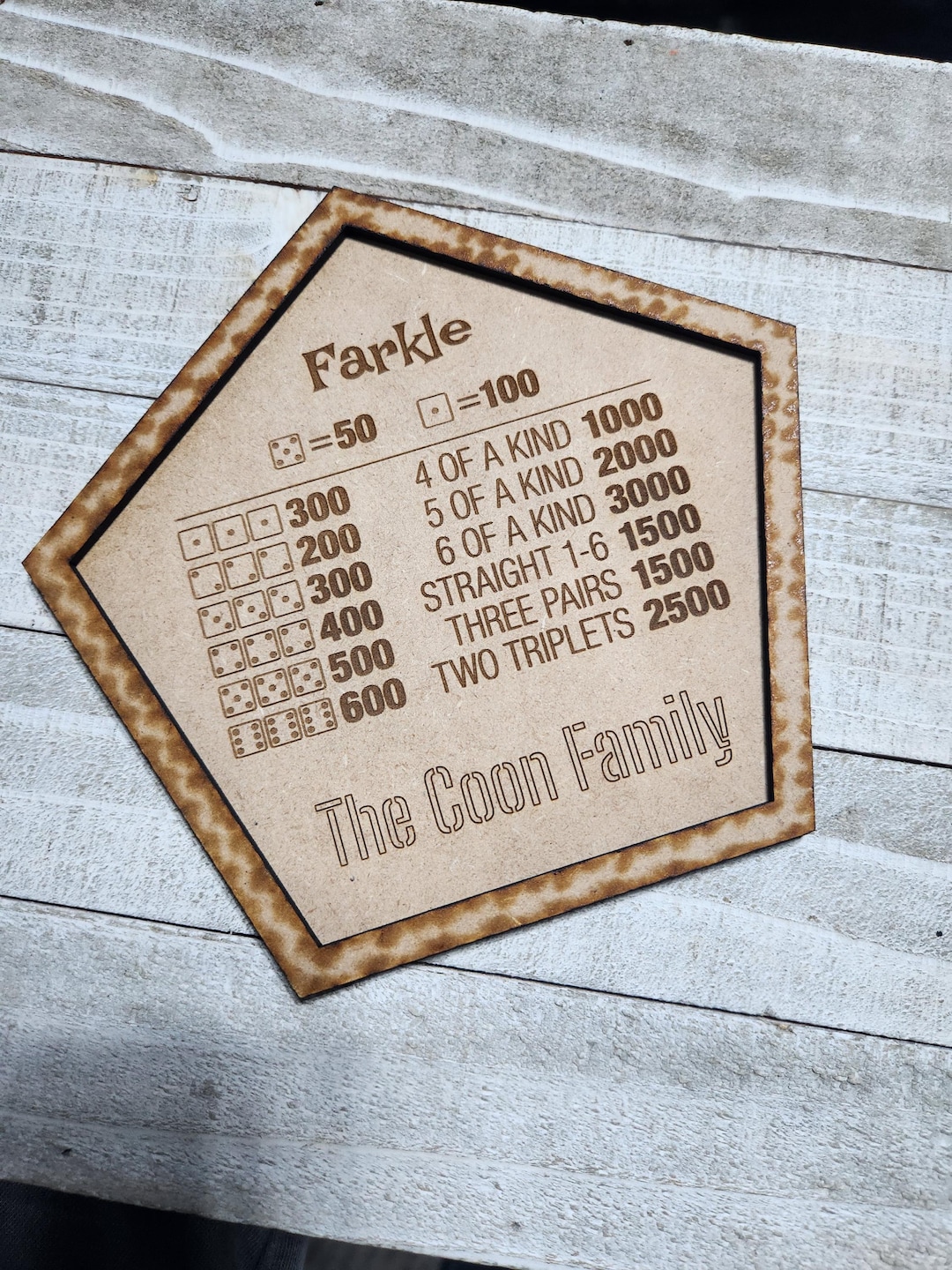 Custom Wood Farkle Board: 5-sided Family Game Night (8x8 Inches) - Etsy