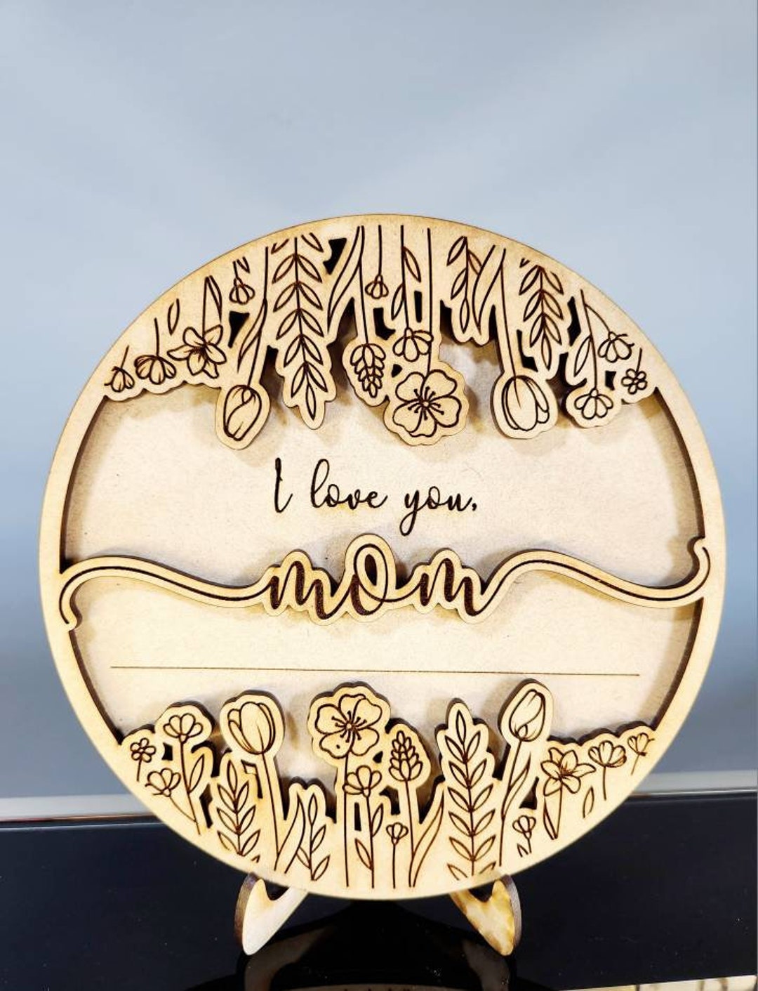 Mom's Flower Round/ Decorative Stand / Custom Names / Mothers Gift - Etsy