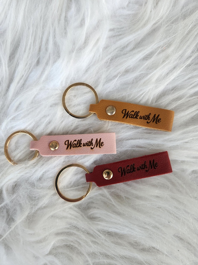 Personalized Leather Keychain: Custom Engraved Genuine Leather, Walk ...
