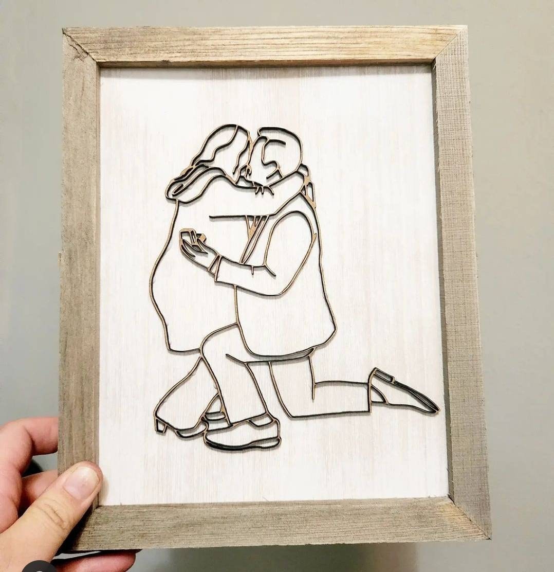 Custom Minimalist Faceless 3d Cutout Portrait Farmhouse Sign- Wooden ...