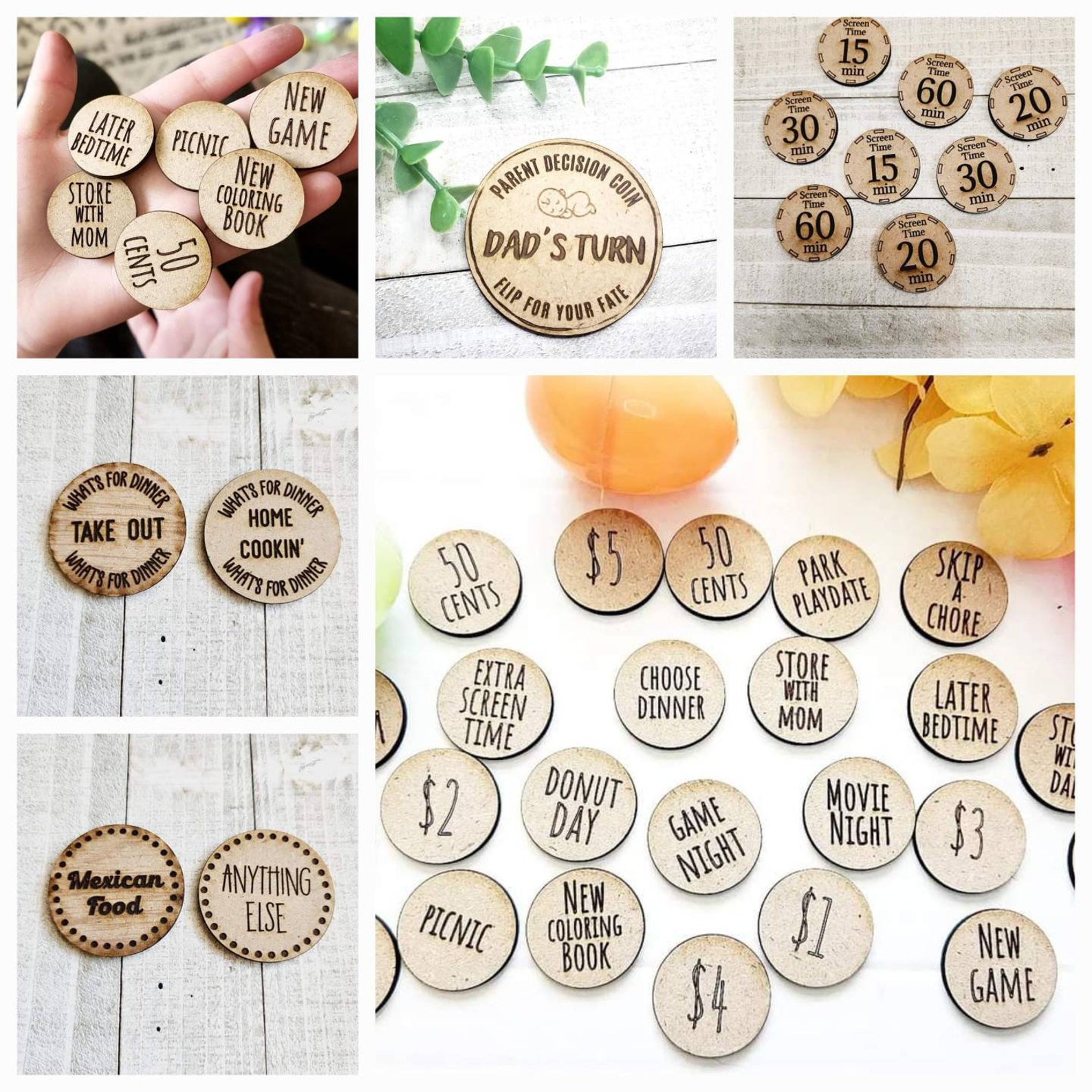 Laser Engraved Wooden Tokens: Custom Party & Wedding Favors (2 Inch) - Etsy