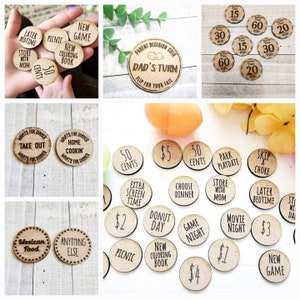 Custom Wooden Tokens, 2 Inch, Laser Engraved, Customized , Personalized ...