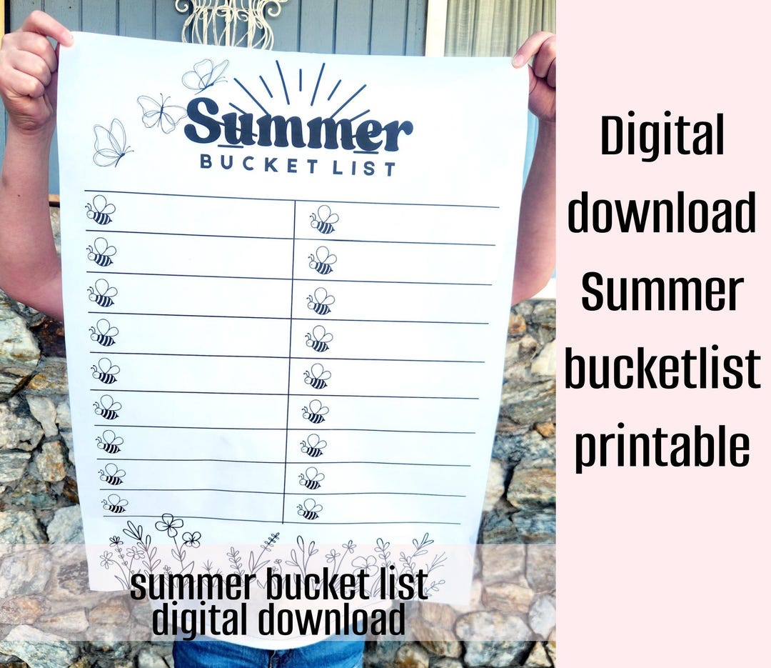 Summer Bucket List Digital Download, Bucket List Svg File, Summertime ...