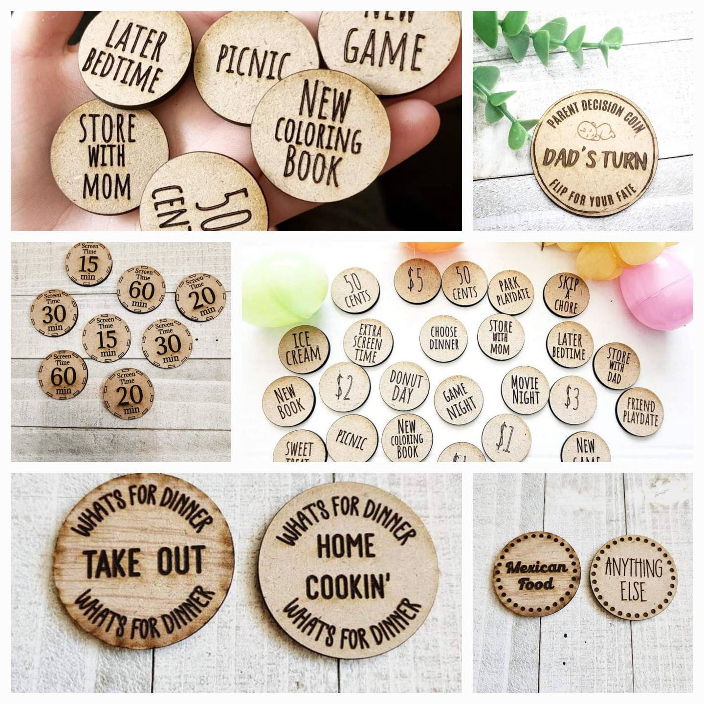 Laser Engraved Wooden Tokens: Custom Party & Wedding Favors (2 Inch) - Etsy