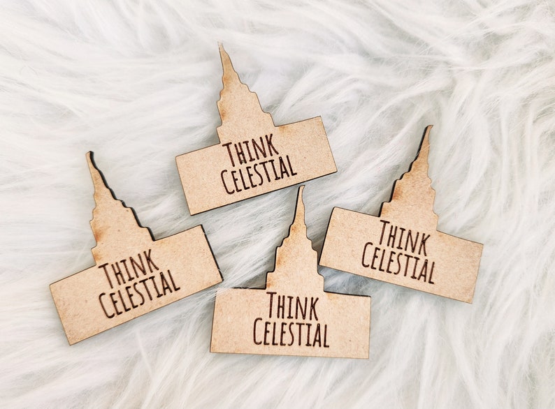 Engraved Wooden Temple Token: 'think Celestial' LDS Gift (2 Inch ...