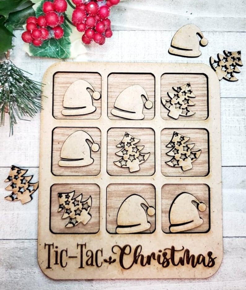 Tic Tac Toe Board Christmas Christmas Tic Tac Toe Board - Etsy