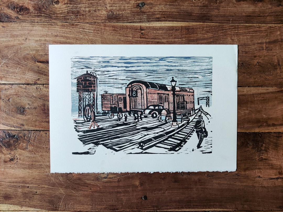 Mel Fowler Woodblock Print Original Art Mid Century Art Railroad Art ...