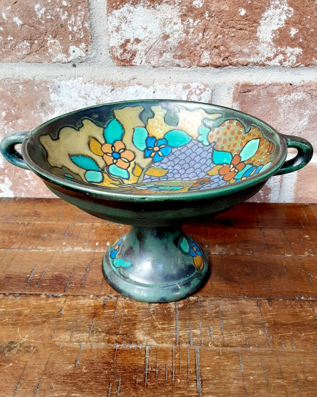 Plateelbakkerij Zuid Holland Gouda Pottery Holland Bejo Pedestal Bowl ...