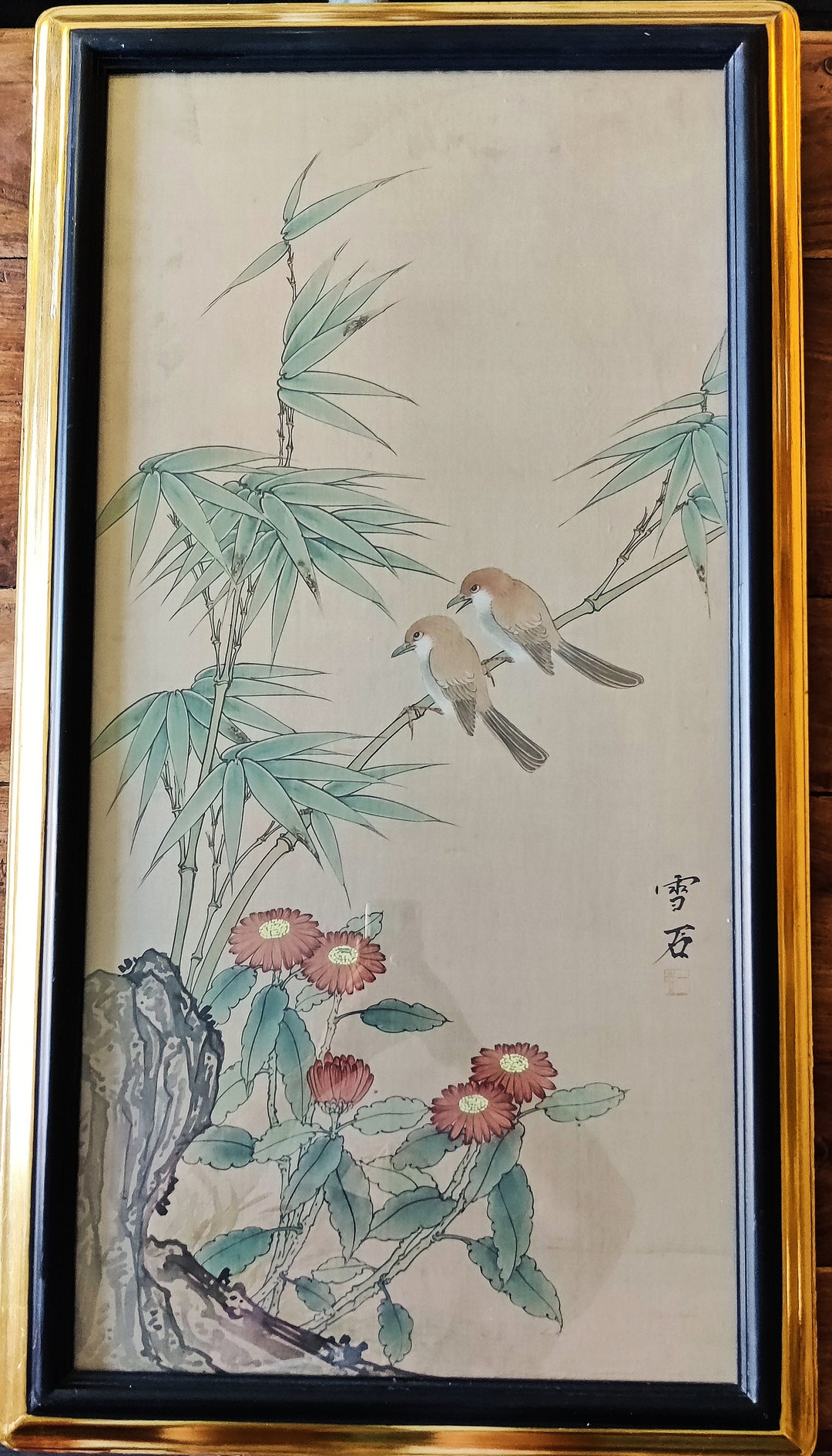 Vintage Chinese Tempera on Silk Painting by Wong Original Art Vintage ...