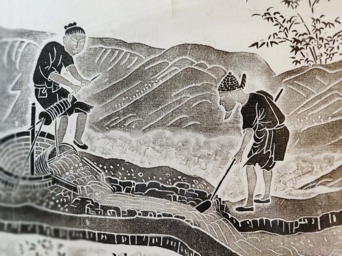 Mid Century Chinese Woodblock Print Original Art Chinese Art - Etsy