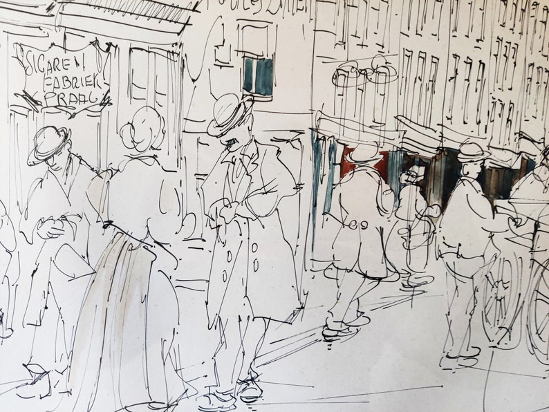 Antique Dutch Ink and Watercolor Painting by M Adams Original - Etsy