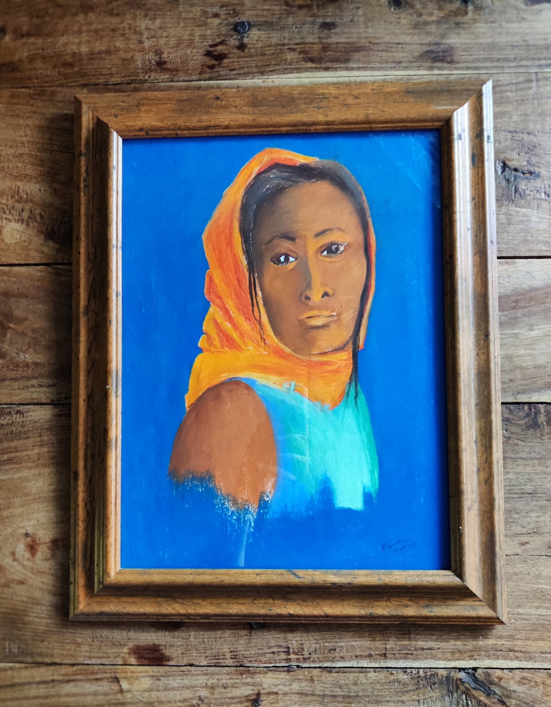 Vintage Pastel Portrait Painting by Marsha Murray, Framed Texas Art - Etsy