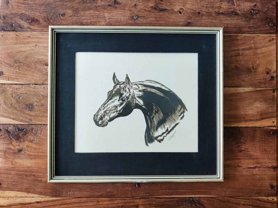 Antique Equestrian Portrait Ink Painting by Benham Dangers Original Art ...