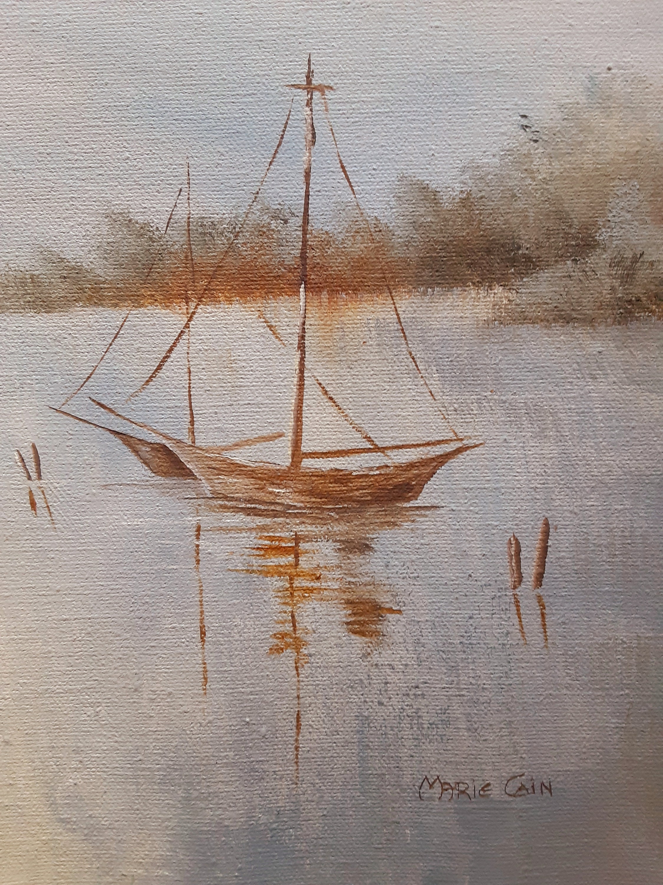 Vintage Oil on Canvas Painting by Marie Cain Original Art | Etsy