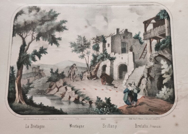 Jean Frederic Wentzel Colored Lithograph La Bretagne Antique - Etsy