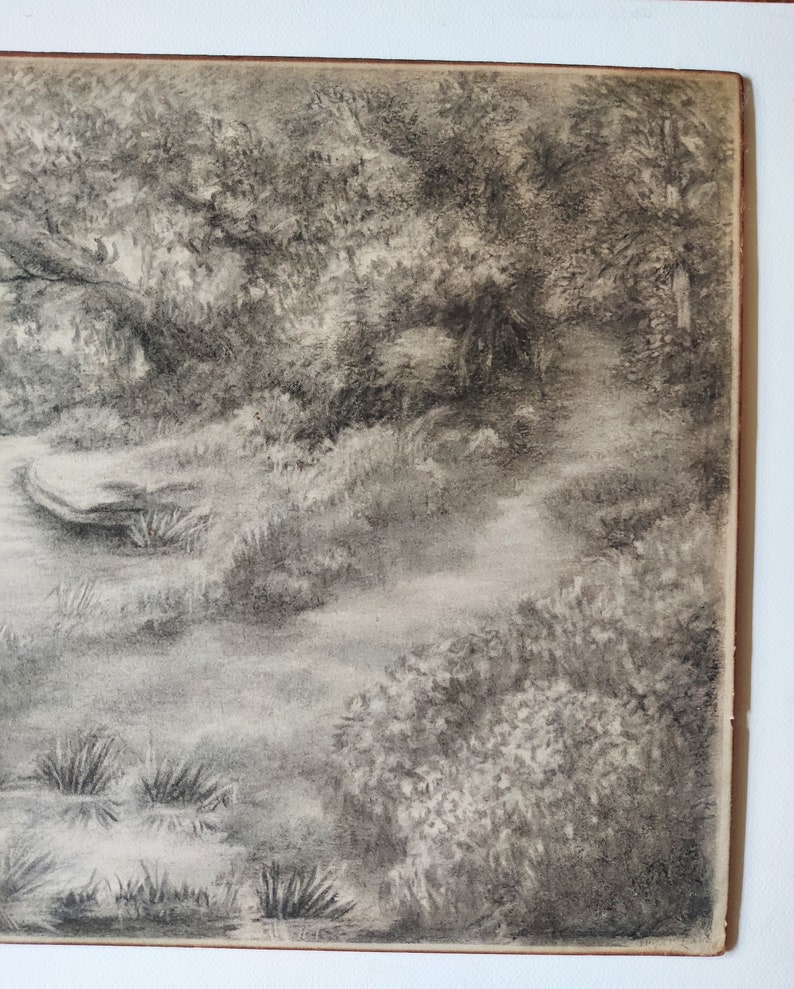 Antique Landscape Pencil Drawing Original Art Landscape - Etsy