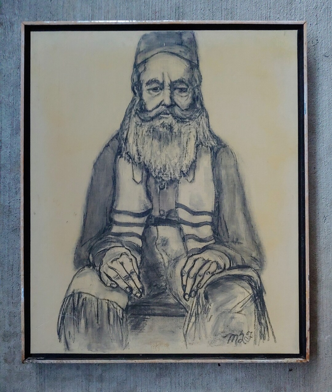 Mid Century Rabbi Portrait Painting Original Art Mid Century Art Rabbi ...